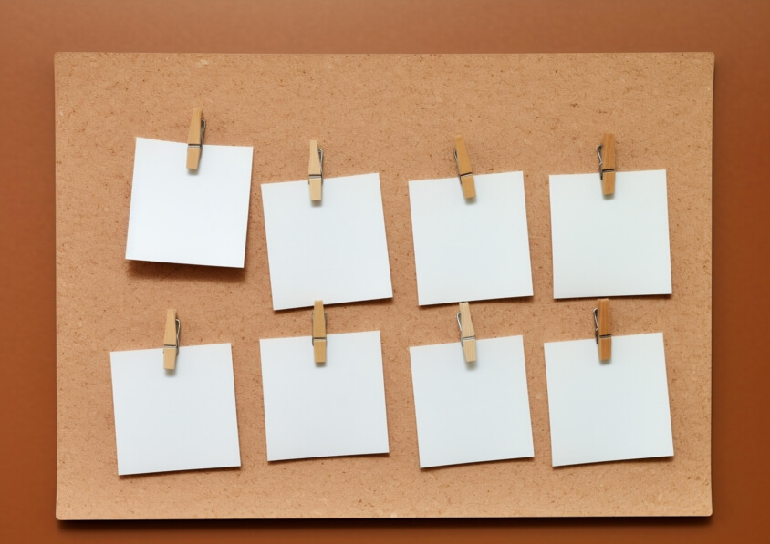 Download Bulletin Board with Blank Paper Pieces and Clothespins Mockups ...