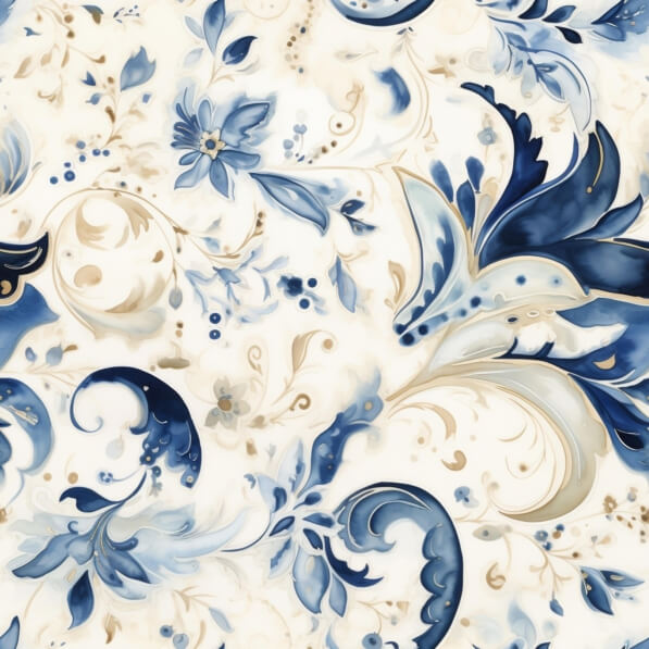 Download Blue and White Floral Pattern Wall Art Patterns Online ...