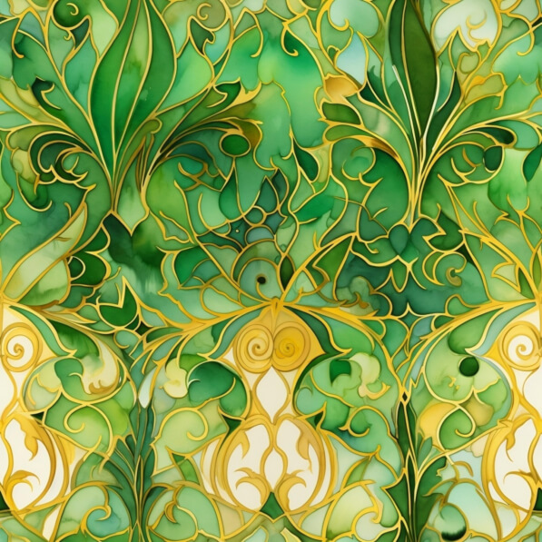 Download Green and Gold Floral Pattern in a Room Patterns Online ...