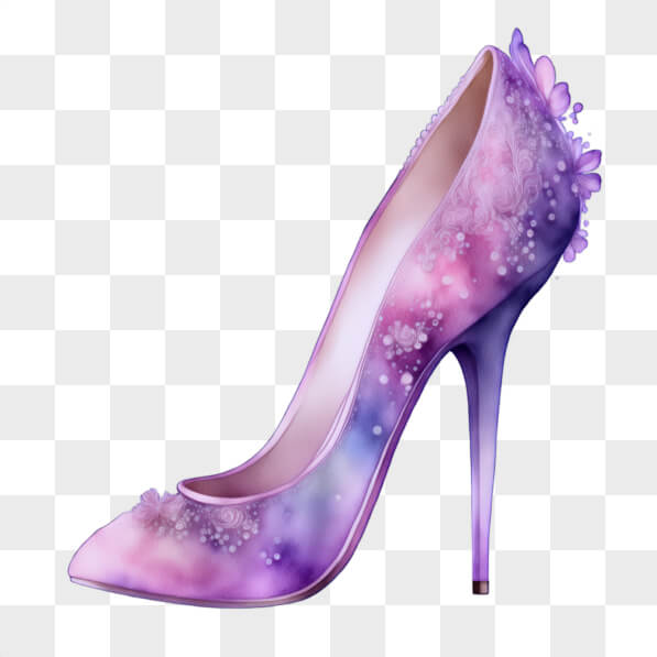 Download Stylish High-Heeled Purple Shoe with Floral Design PNGs Online ...
