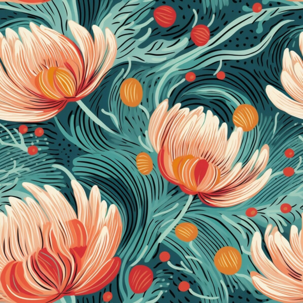 Download Seamless Pink and Orange Lotus Flower Pattern Patterns Online ...