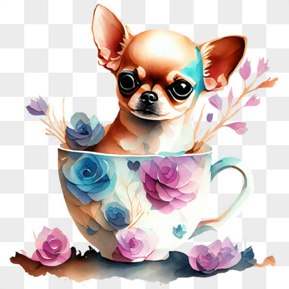 Download Chihuahua Dog in Cup with Floral Decorations PNGs Online ...
