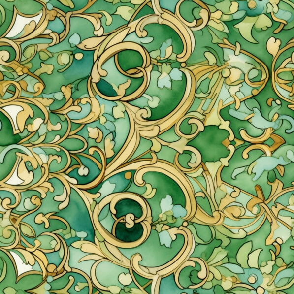 Download Detailed Green and Gold Floral Pattern Patterns Online ...