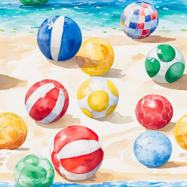 Download Colorful Beach Balls on Sandy Shore Patterns Online - Creative ...