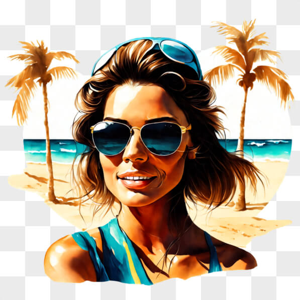 Download Woman Enjoying Vacation On Beach With Palm Trees Png Online Creative Fabrica