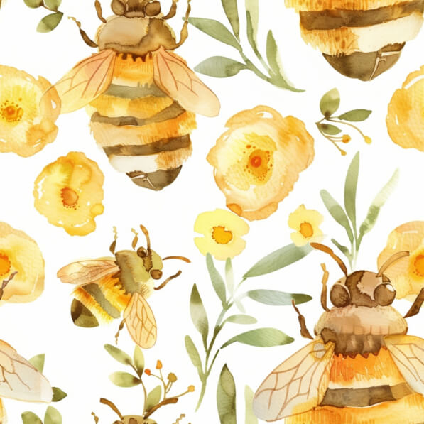 Download Watercolor Bee and Flower Pattern Patterns Online - Creative ...