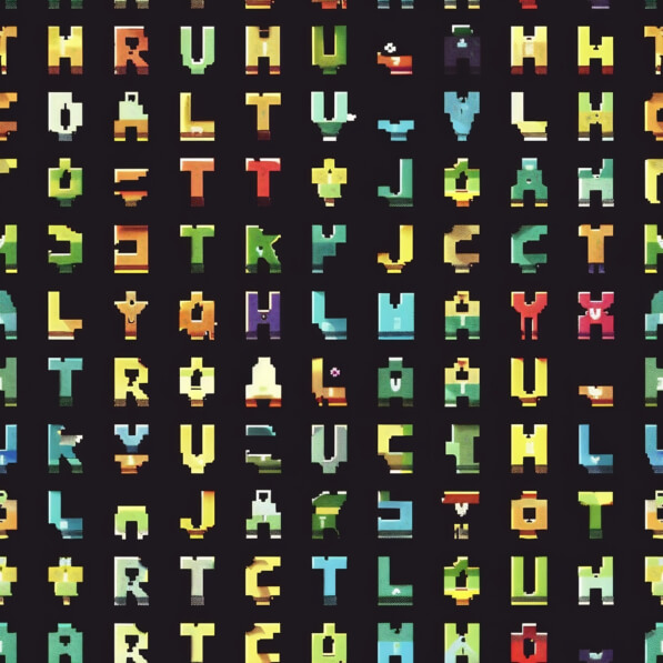 Download Pixelated Alphabet on Black Background Patterns Online ...
