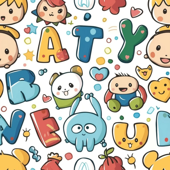 Download Colorful Seamless Pattern with Cartoon Characters and Cute ...