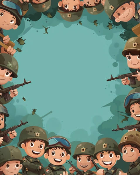Download Group of Children in Military Uniforms Around an Empty Frame ...