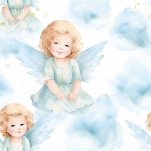 Download Angelic Seamless Pattern with Two Angels on Clouds Patterns ...