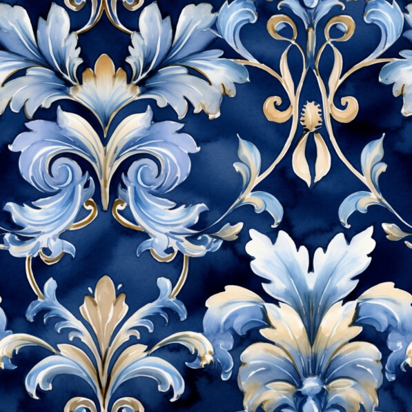 Download Ornate Blue and Gold Floral Pattern for Interior Decor ...