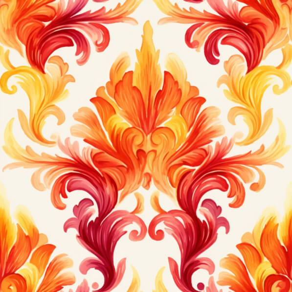 Download Ornate Floral Pattern in Red, Orange, and Yellow Patterns ...
