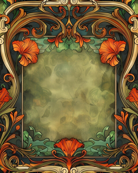 Download Decorative Ornate Frame with Orange Flowers and Black ...