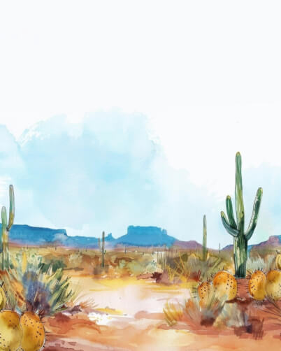 Download Desert Landscape Watercolor Painting with Cactus Plants and ...