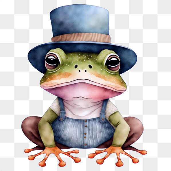 Download Green Frog in Overalls and Hat PNGs Online - Creative Fabrica