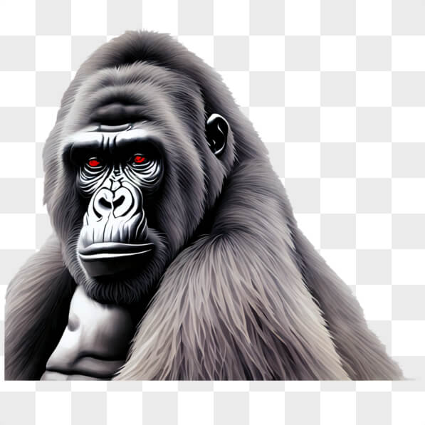 Download Grey Gorilla with Red Eyes Looking Up PNGs Online - Creative ...