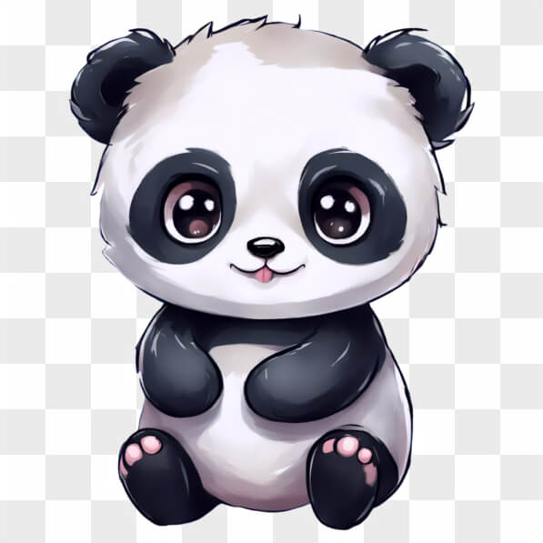 Descarga Oso Panda Dibujado Sentado Kawaii En Línea - Creative Fabrica