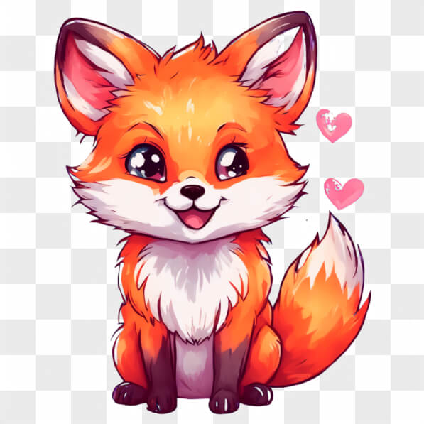 Download Kawaii Fox with Hearts Kawaii Online - Creative Fabrica