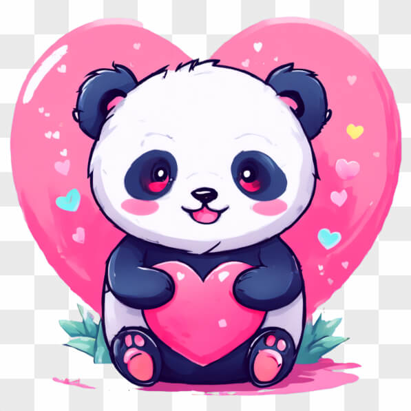 Descarga Oso Panda Kawaii Sosteniendo Corazón Rosa Kawaii En Línea ...