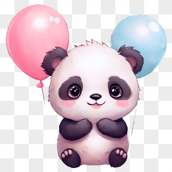 Descarga Oso Panda de Dibujos Animados Kawaii con Globos Rosados y ...