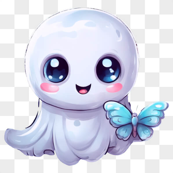 Download Kawaii White Ghost Holding Butterfly Kawaii Online - Creative ...