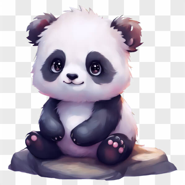 Descarga Oso Panda Dibujado Kawaii Sentado en Rocas Kawaii En Línea ...