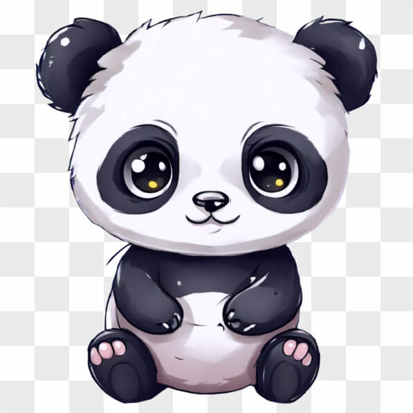 Descarga Oso Panda de Dibujos Animados Kawaii Sentado en Fondo Negro ...