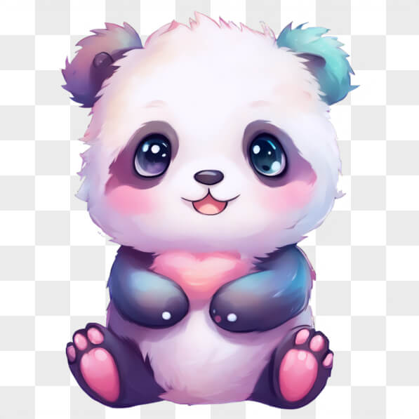 Descarga Oso Panda Kawaii con Corazones Rosados y Azules Kawaii En ...