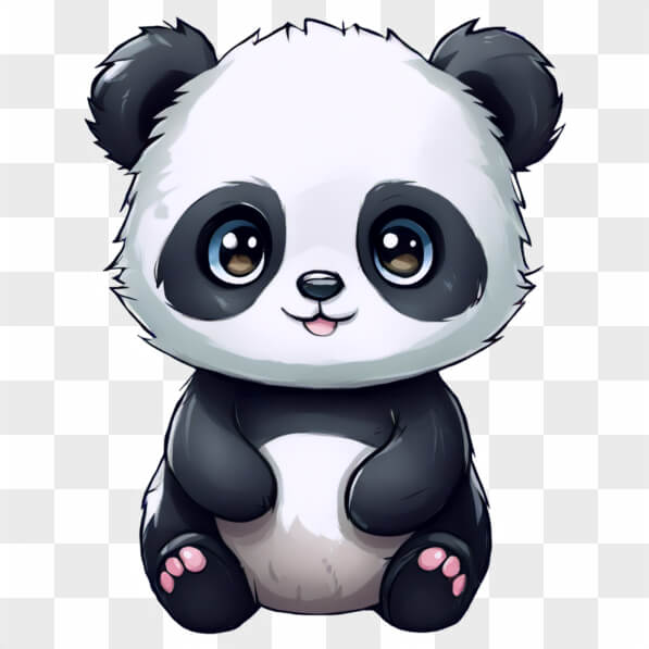 Descarga Oso Panda de Dibujos Animados Kawaii Sentado con Curiosidad En ...