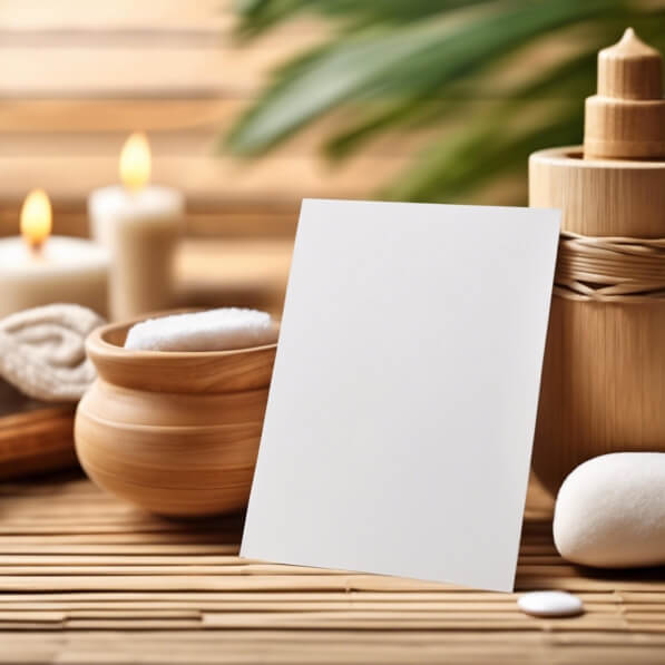 Download Blank White Sheet of Paper and Spa Items on Wooden Table ...