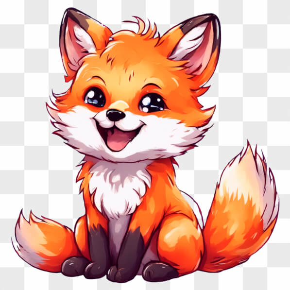 Download Kawaii Fox Sitting on Black Background Kawaii Online ...