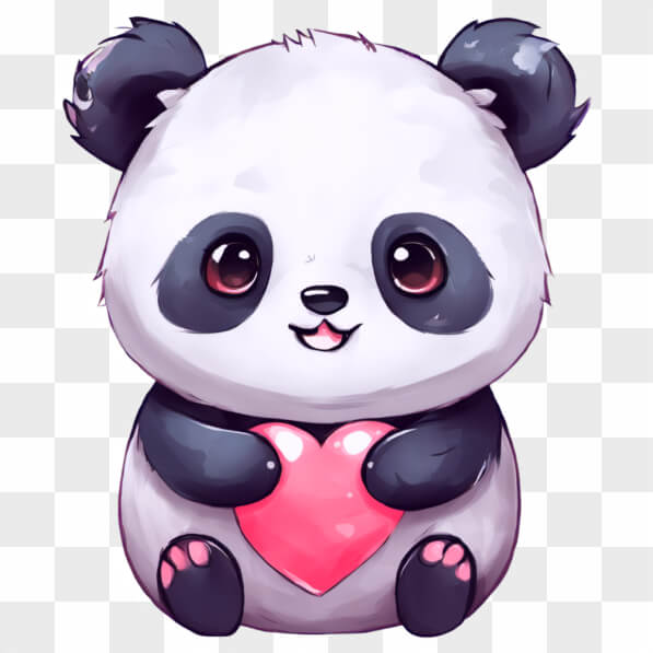 Descarga Oso Panda Kawaii Sosteniendo un Corazón Rosa Kawaii En Línea ...