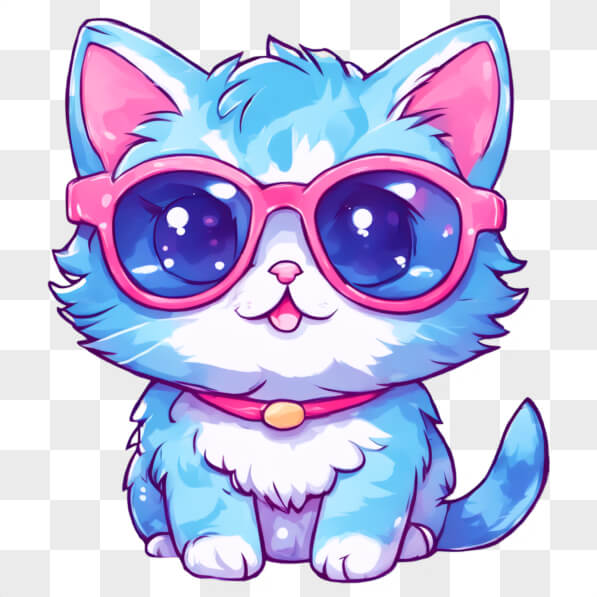 Download Kawaii Blue Cat with Pink Sunglasses Kawaii Online - Creative ...