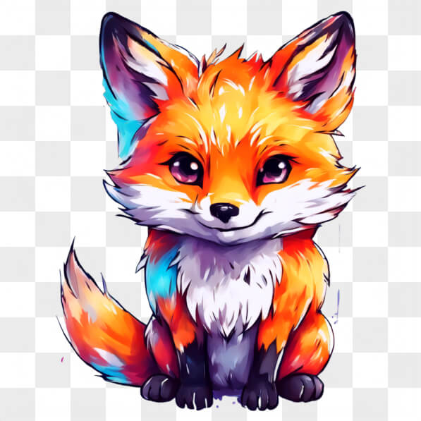 Download Kawaii Fox Sitting on Black Background Kawaii Online ...