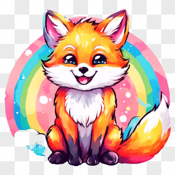 Download Kawaii Fox with Rainbow Background Kawaii Online - Creative ...