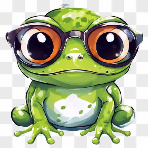 Baixe Sapo Verde Kawaii com Óculos Kawaii - Creative Fabrica