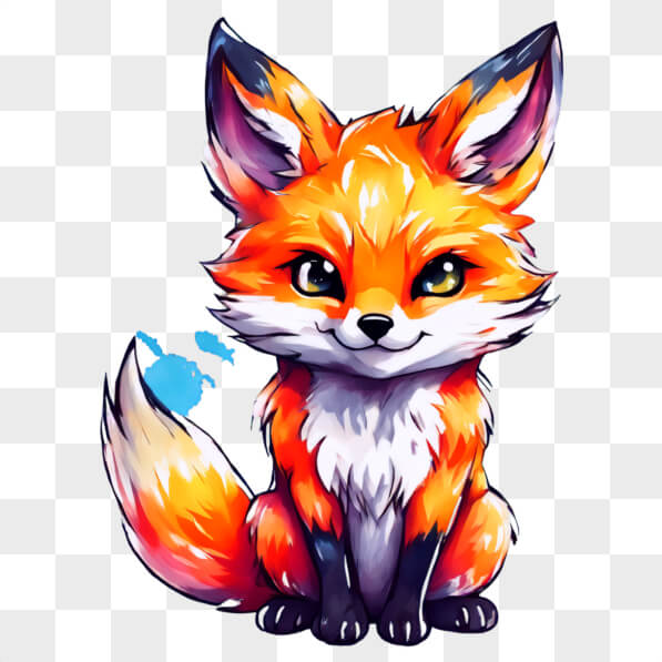 Download Kawaii Fox with Blue Ball Kawaii Online - Creative Fabrica