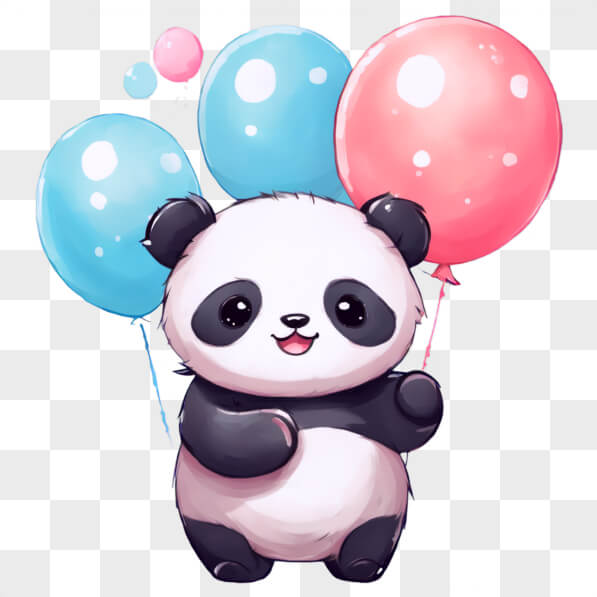 Descarga Oso Panda Kawaii con Globos Rosados y Azules Kawaii En Línea ...