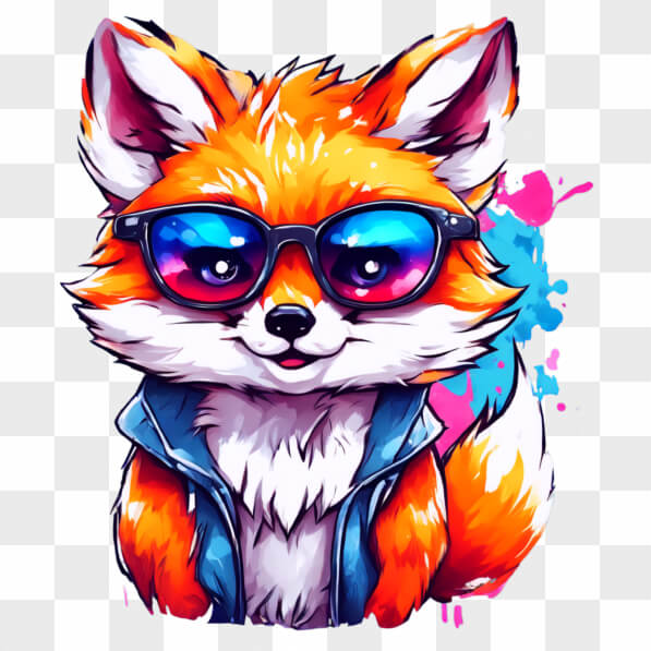 Download Kawaii Orange Fox with Sunglasses and Jacket Kawaii Online ...