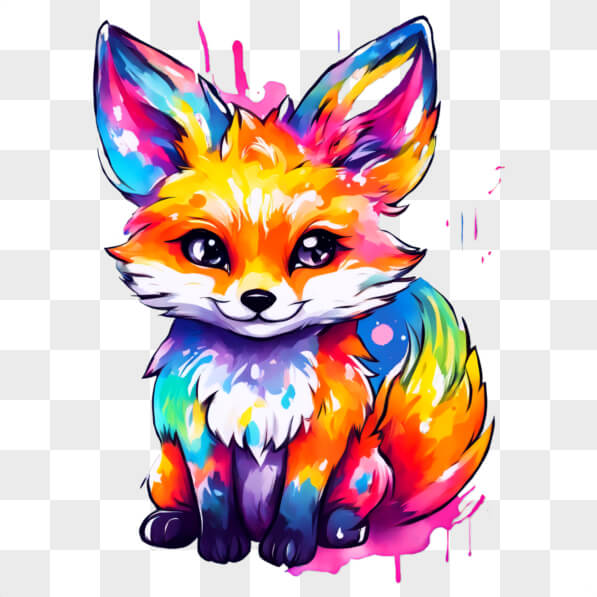 Download Kawaii Colorful Fox Painting Kawaii Online - Creative Fabrica