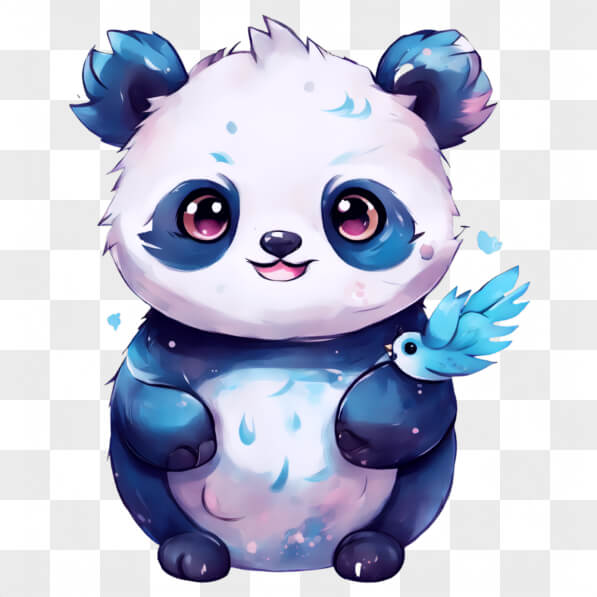 Descarga Oso Panda de Dibujos Animados Kawaii con Pájaro con Forma de ...