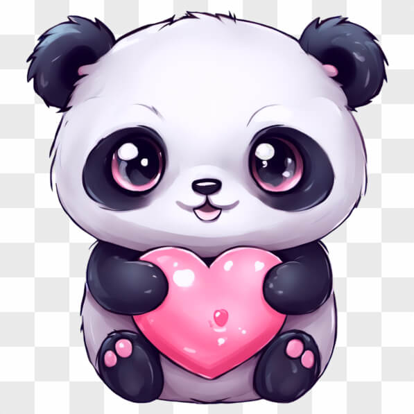 Descarga Oso Panda Kawaii Sosteniendo un Adorable Corazón Rosa Kawaii ...