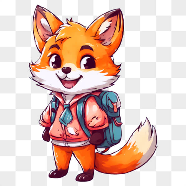 Download Kawaii Cartoon Fox with Backpack Kawaii Online - Creative Fabrica