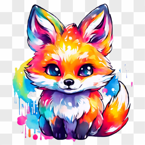 Download Kawaii Colorful Fox on Black Background Kawaii Online ...