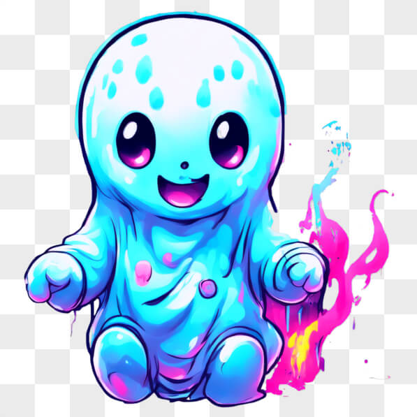 Download Kawaii Blue Ghost Illustration Kawaii Online - Creative Fabrica
