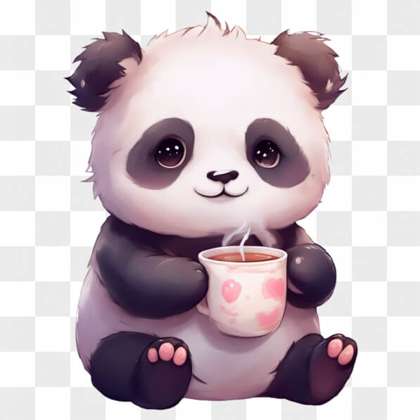 Descarga Oso Panda Kawaii Bebiendo Café Kawaii En Línea - Creative Fabrica