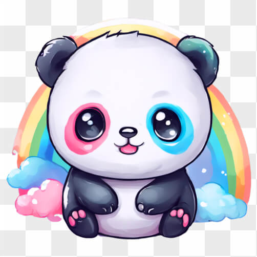 Descarga Oso Panda de Dibujos Animados Kawaii Sentado con Curiosidad ...