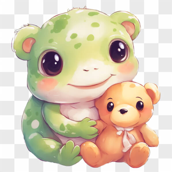Download Adorable Kawaii Scene: Frog Hugging Teddy Bear Kawaii Online ...