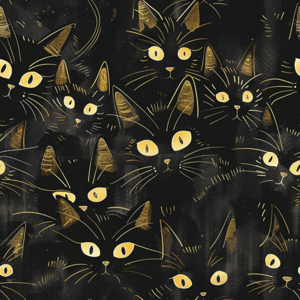 Download Black Cats with Gold Eyes Seamless Pattern Patterns Online ...
