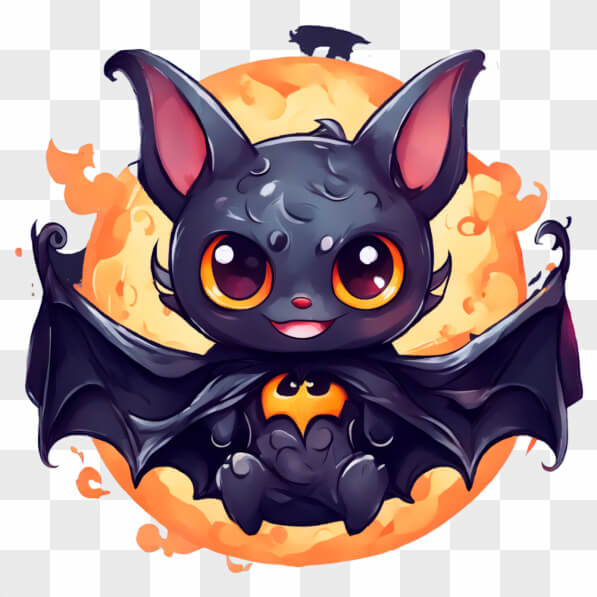 Download Kawaii Small Black Bat in Front of Full Moon Kawaii Online ...